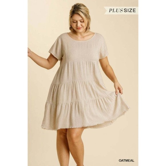Umgee | Dresses | Umgee Plus Size Oatmeal Back Tie Short Sleeved Dress ...